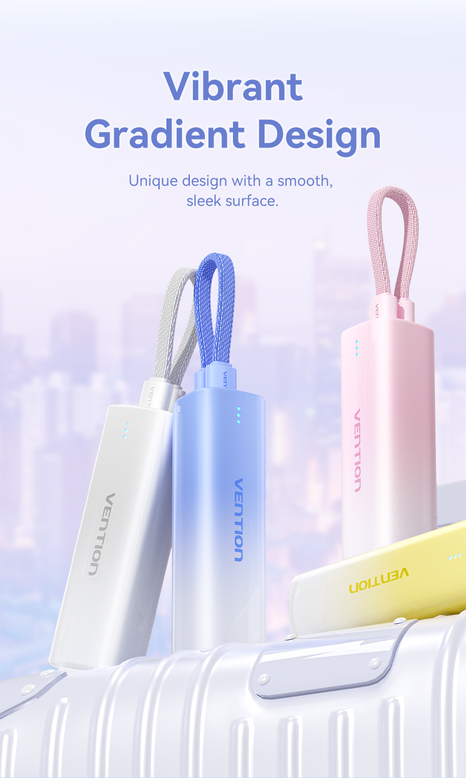 Vention Colourful Power Bank Fast charging Small Powerbank 5000mAh ...