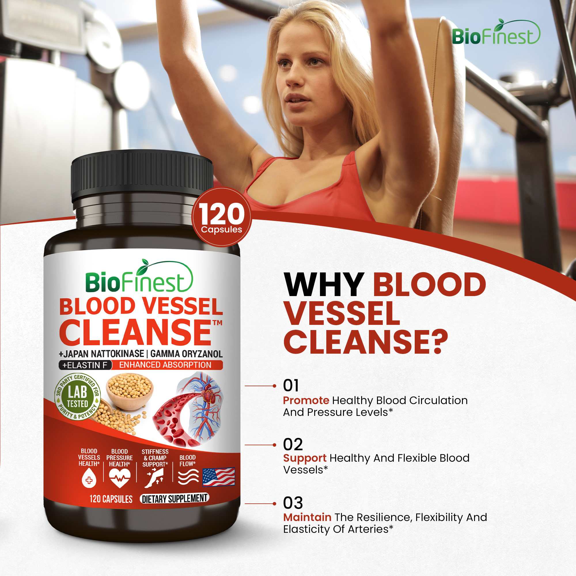 Biofinest Blood Vessel Cleanse Nattokinase - Clean Flexible Vessels ...