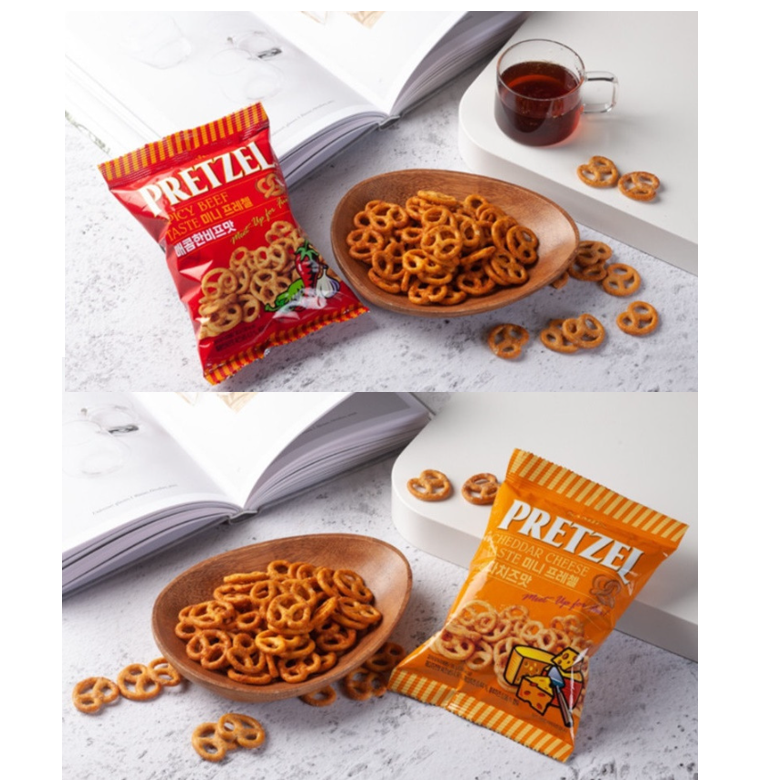 [KOREAN SNACK] SAMJIN Mini Pretzel Collection 70g Seafood,Cheese,Wasabi ...