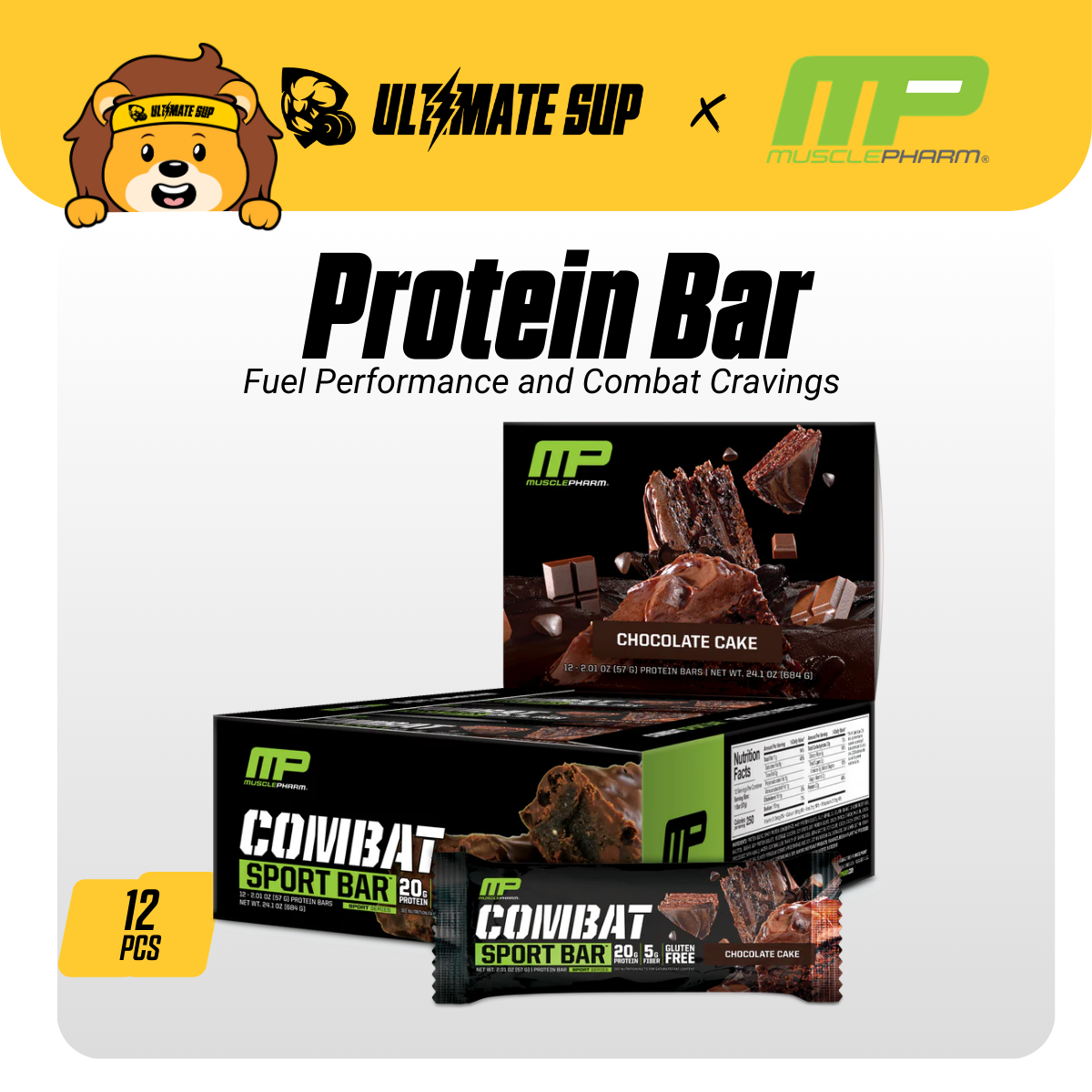 MusclePharm, Combat Soft Bar, Protein Bars with High Protein, Low Carbs ...