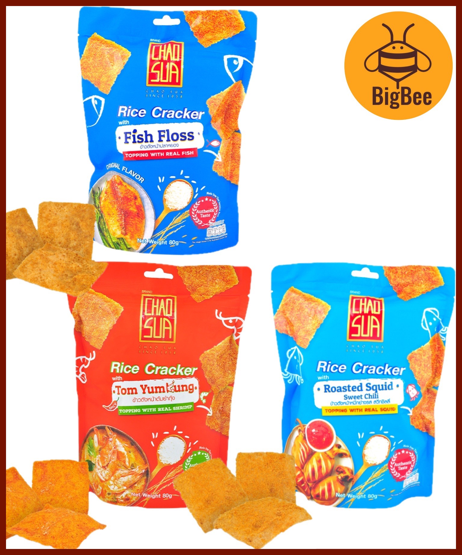Chao Sua Rice Crackers - 80g/pkt Roasted Squid with Sweet Chilli / Fish ...