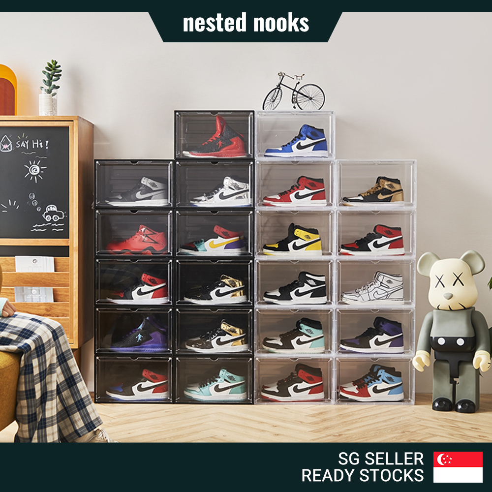Premium Thick Solid Quality Display Transparent Shoe Box with Magentic ...
