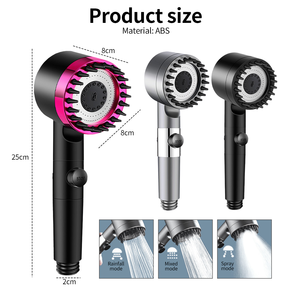 High Pressure Showerhead with Filter Bathroom Shower Head Water Saving ...