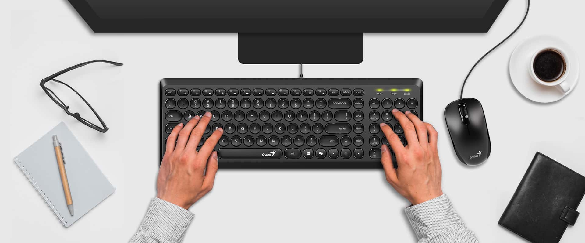 Genius SlimStar Q200 Slim Multimedia Keyboard AI Copilot Key, 12 FN ...