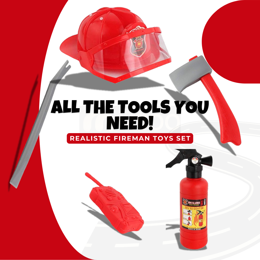 5 Pieces Fireman Tools Occupation Firefighter Pretend Play Toys Set ...