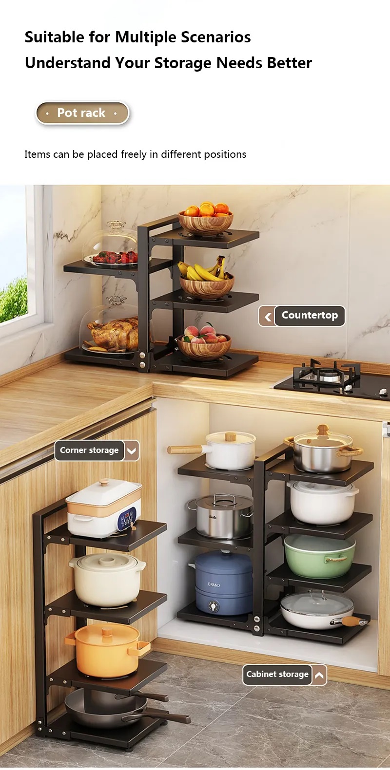 Adjustable Pot Rack Pot Organiser Under Sink Organiser Under Sink Rack ...