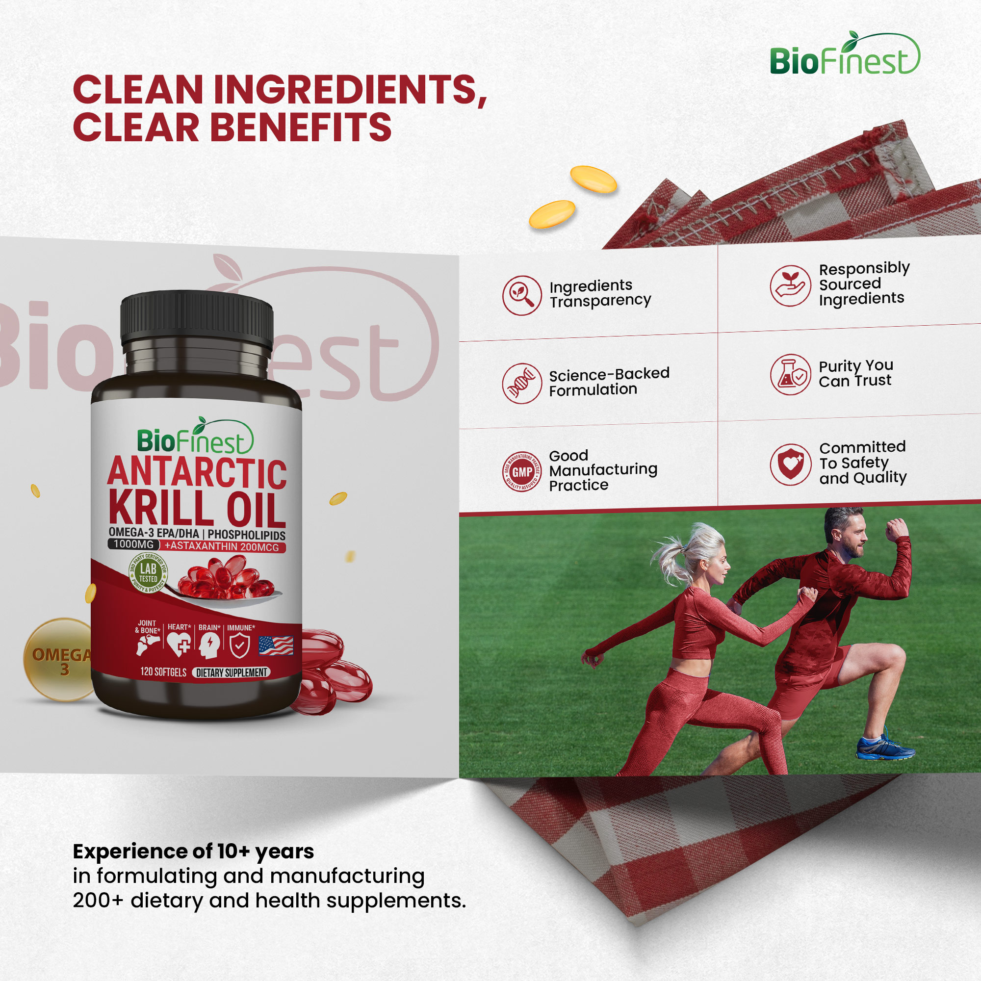 Biofinest Antarctic Krill Oil 1000mg Supplement - 12x EPA DHA Omega 3 ...
