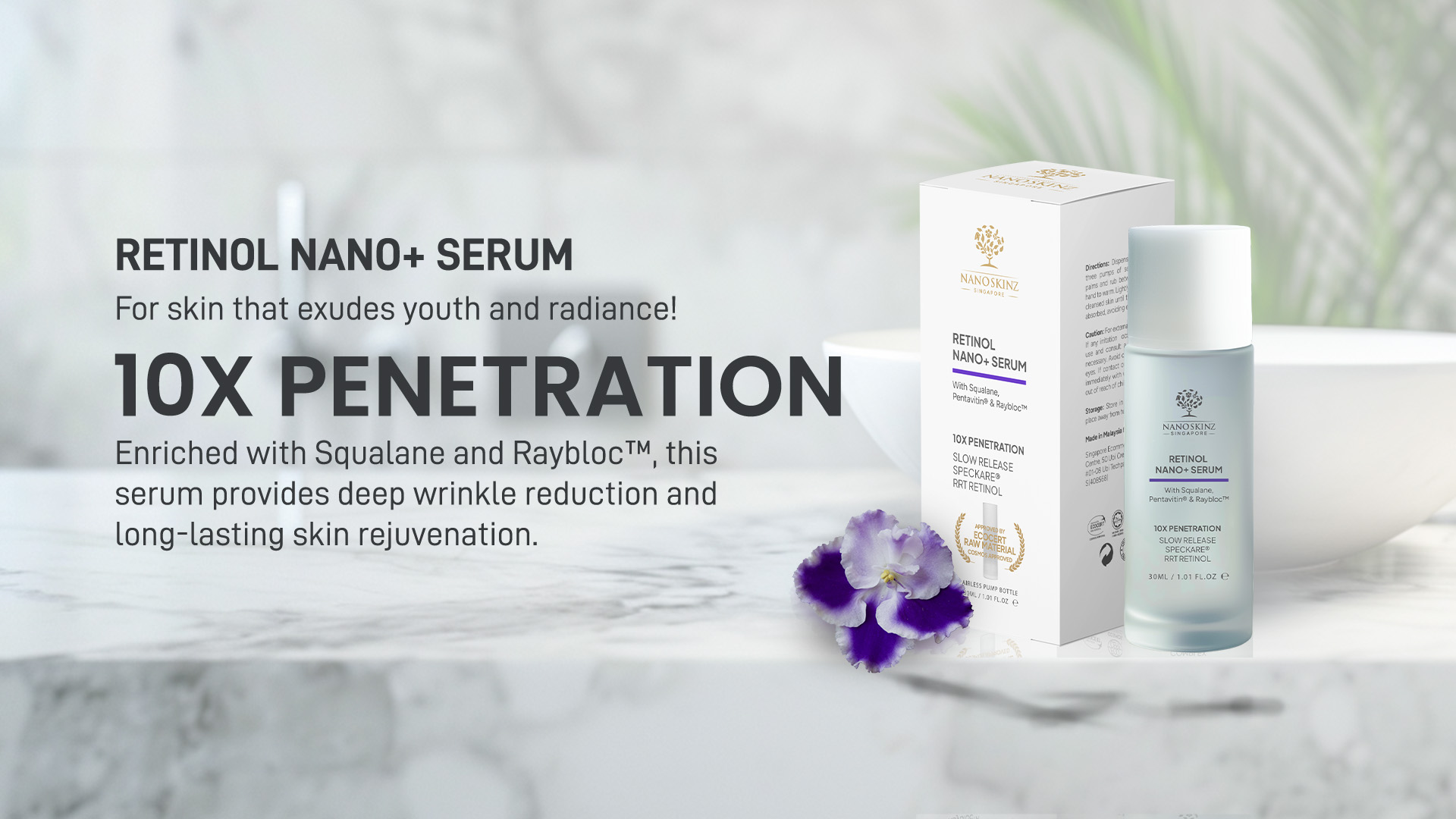 Nano Skinz SG Retinol Serum 30ml Promotes Healthy Smooth Skin, Reduce ...