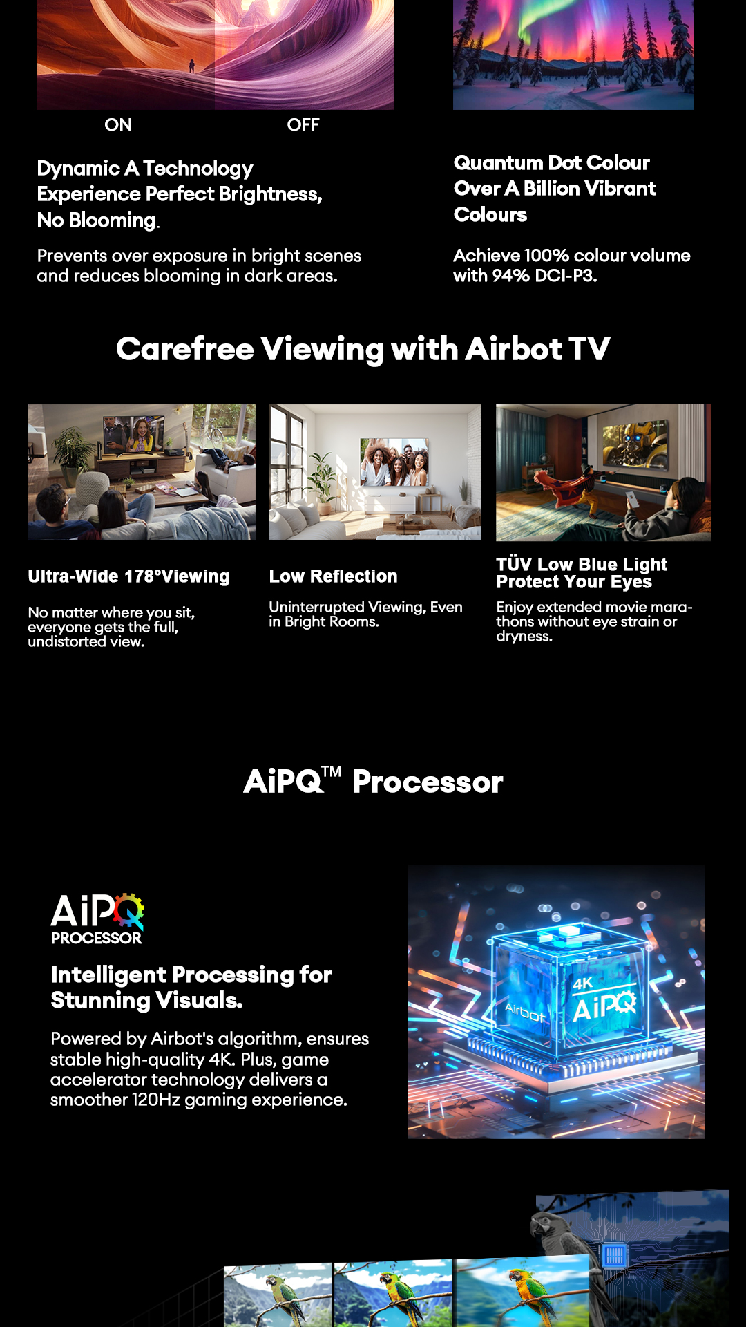 Airbot Quantum Dot Mini-LED 4K UHD | 55/65 inch Local Dimming Panel ...