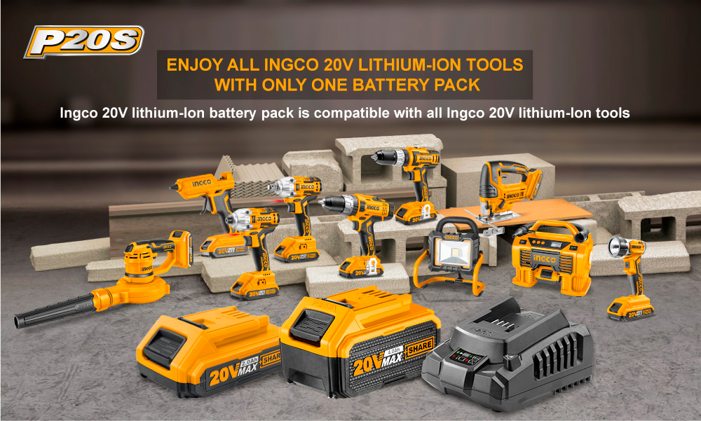 INGCO Tools 20V Fast Intelligent Charger FCLI2001 for P20S Power Tools ...