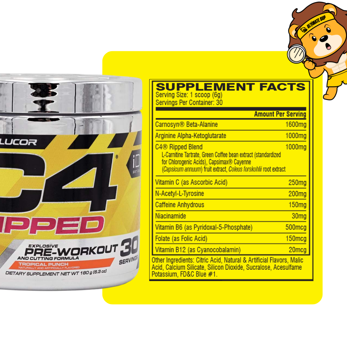 Cellucor C4 Ripped, Pre-Workout Formula, Fat Burning Supplement, Boost ...