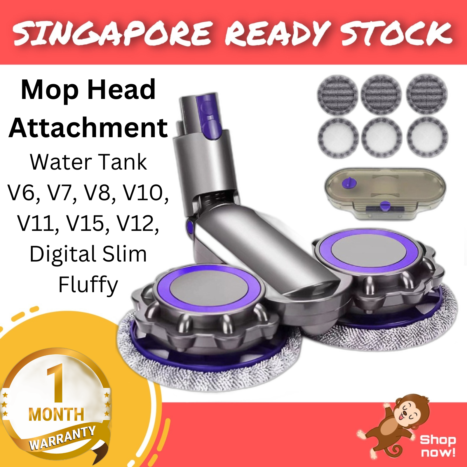 Electric Mop Head Attachment for Dyson Vacuum Cleaner V7 V8 V10 V11 ...