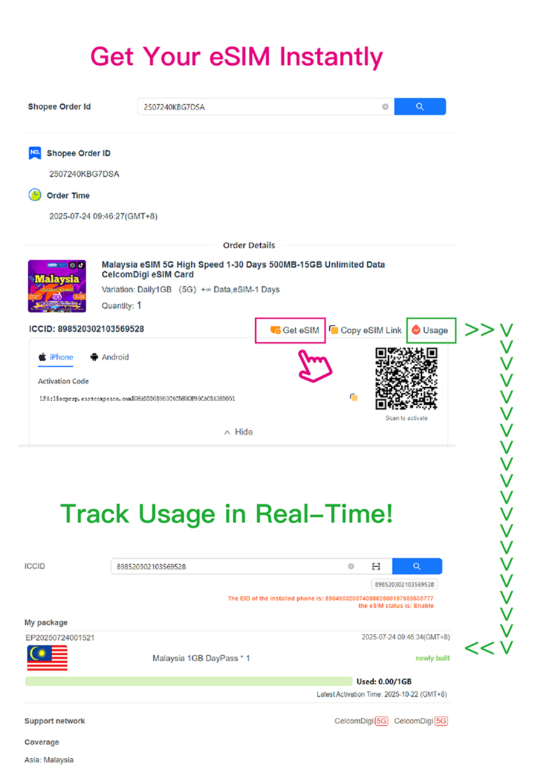 Malaysia eSIM 5G High Speed 1-30 Days 500MB-15GB Unlimited Data Celcom ...