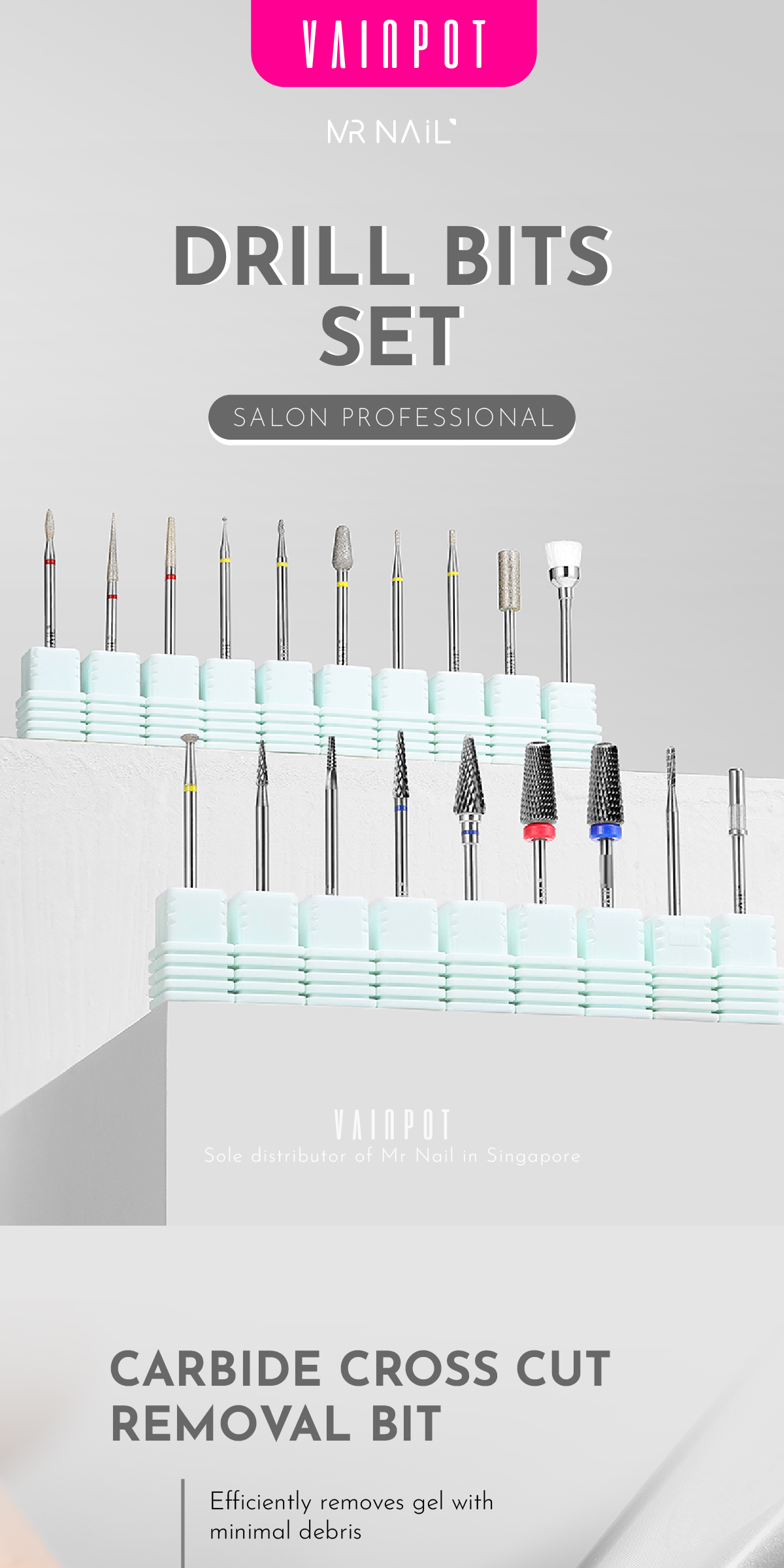 【Vainpot-SG】MR NAIL Diamond and Carbide Nail Drill Bits Set - Nail Prep ...