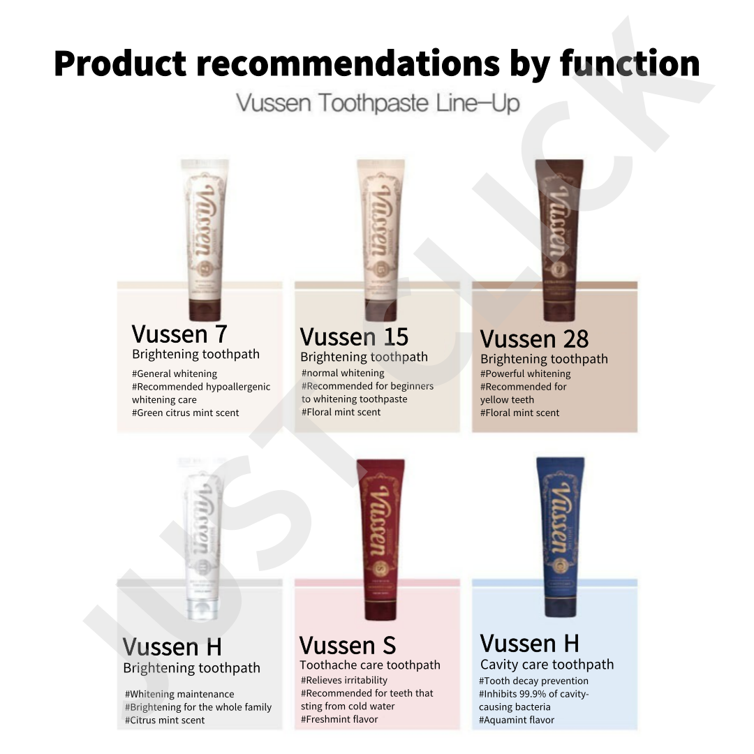 VUSSEN Whitening Toothpaste -Korean Authentic Premium Dental Hygiene for Strong Teeth | 7 Types ...