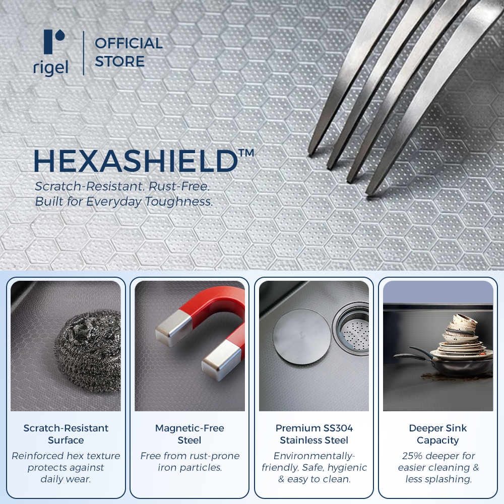 RIGEL Scratch Resistance Kitchen Sink SNK7544SB-LINEN-250_C1 | Shopee ...