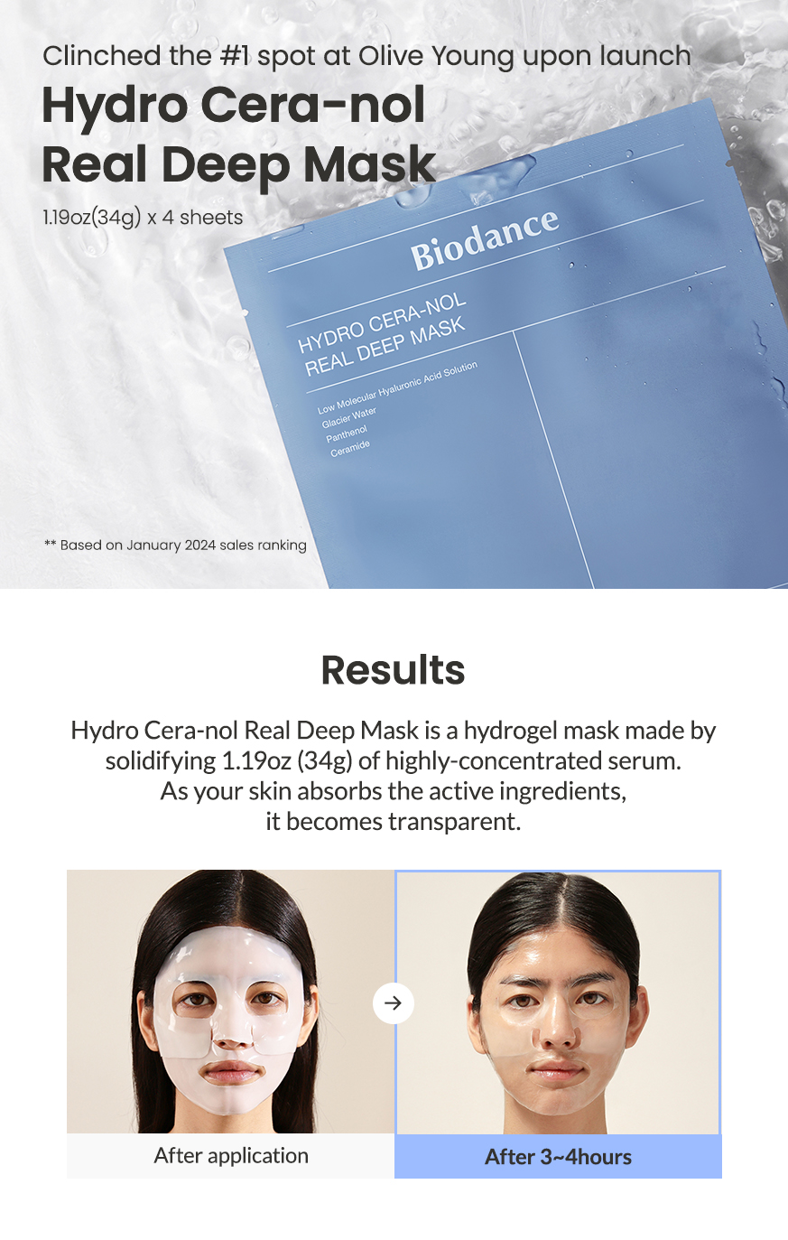 [Biodance Official] Hydro Cera-nol Real Deep Mask 34g x 4 Sheets l ...