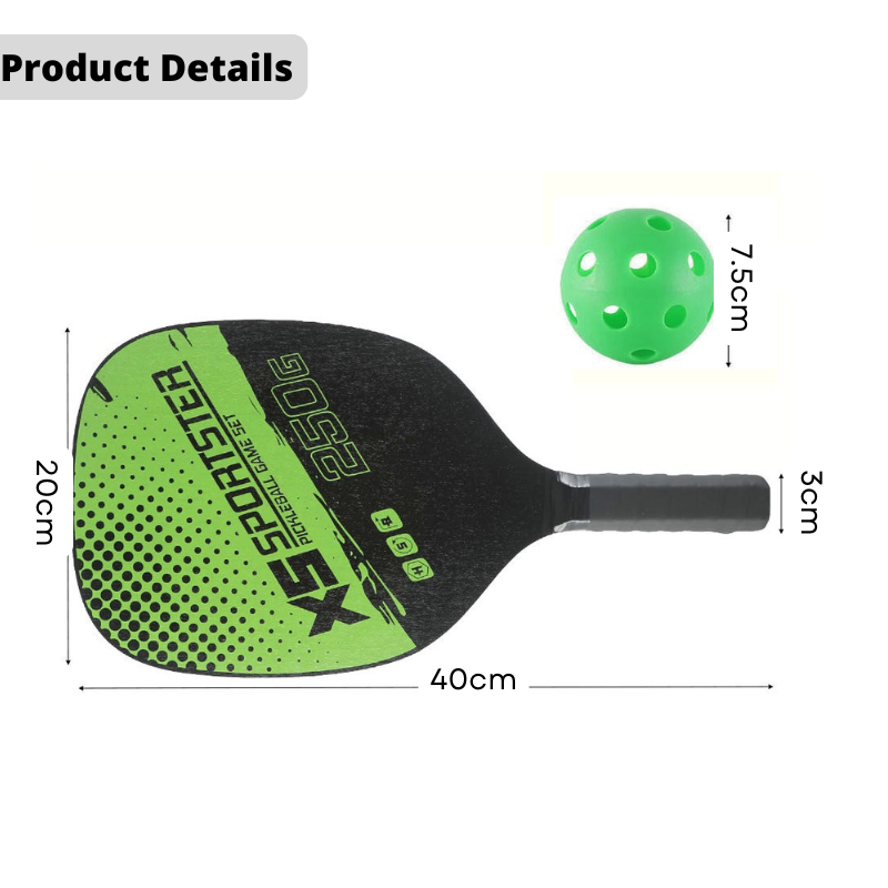 Basic Pickleball Paddle Set - 2 Paddles + 4 Pickleballs | Lightweight ...