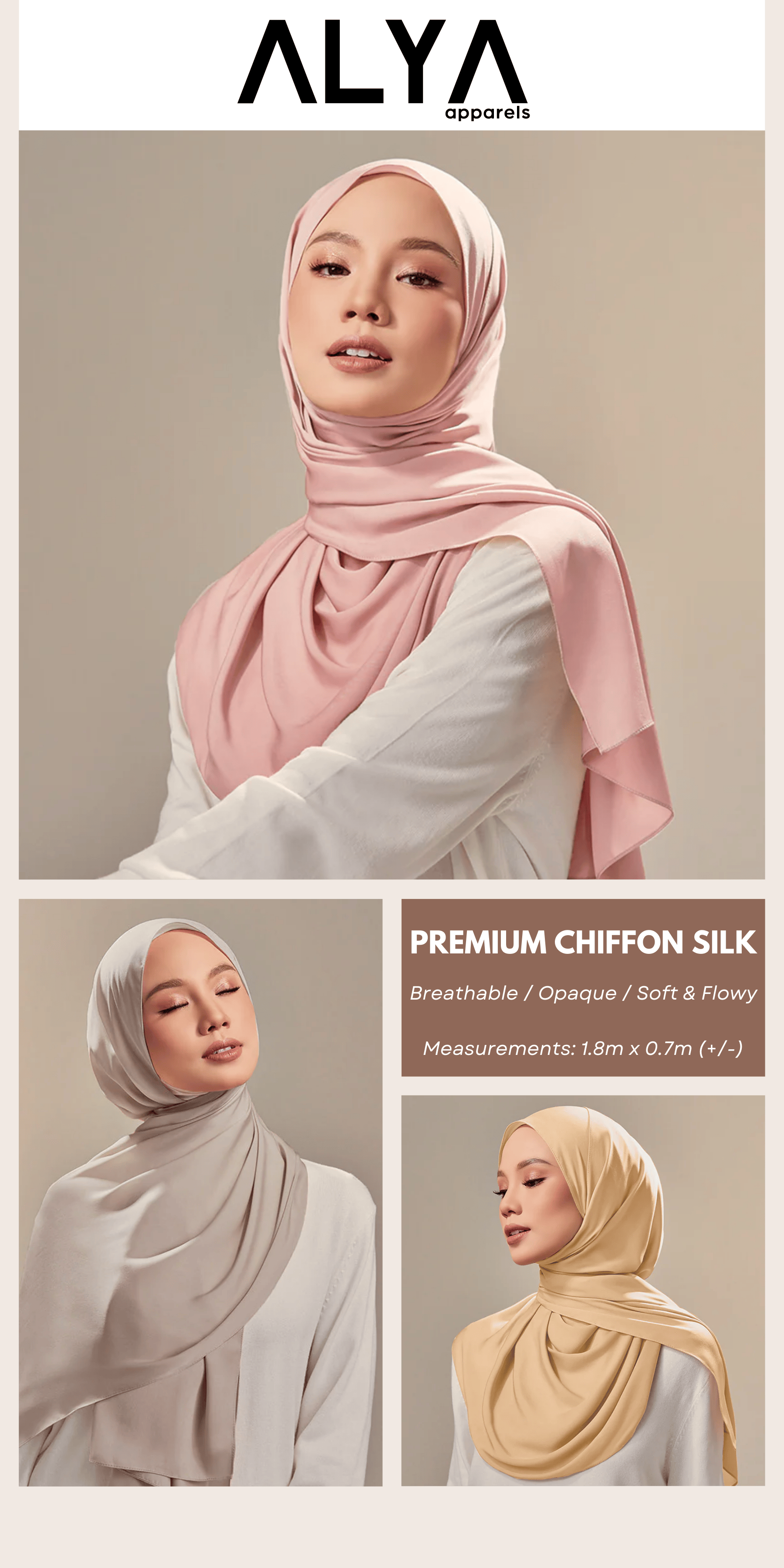 Premium Chiffon Silk Shawl ( Alya Apparels / Bubble Scarf / Hijab ...