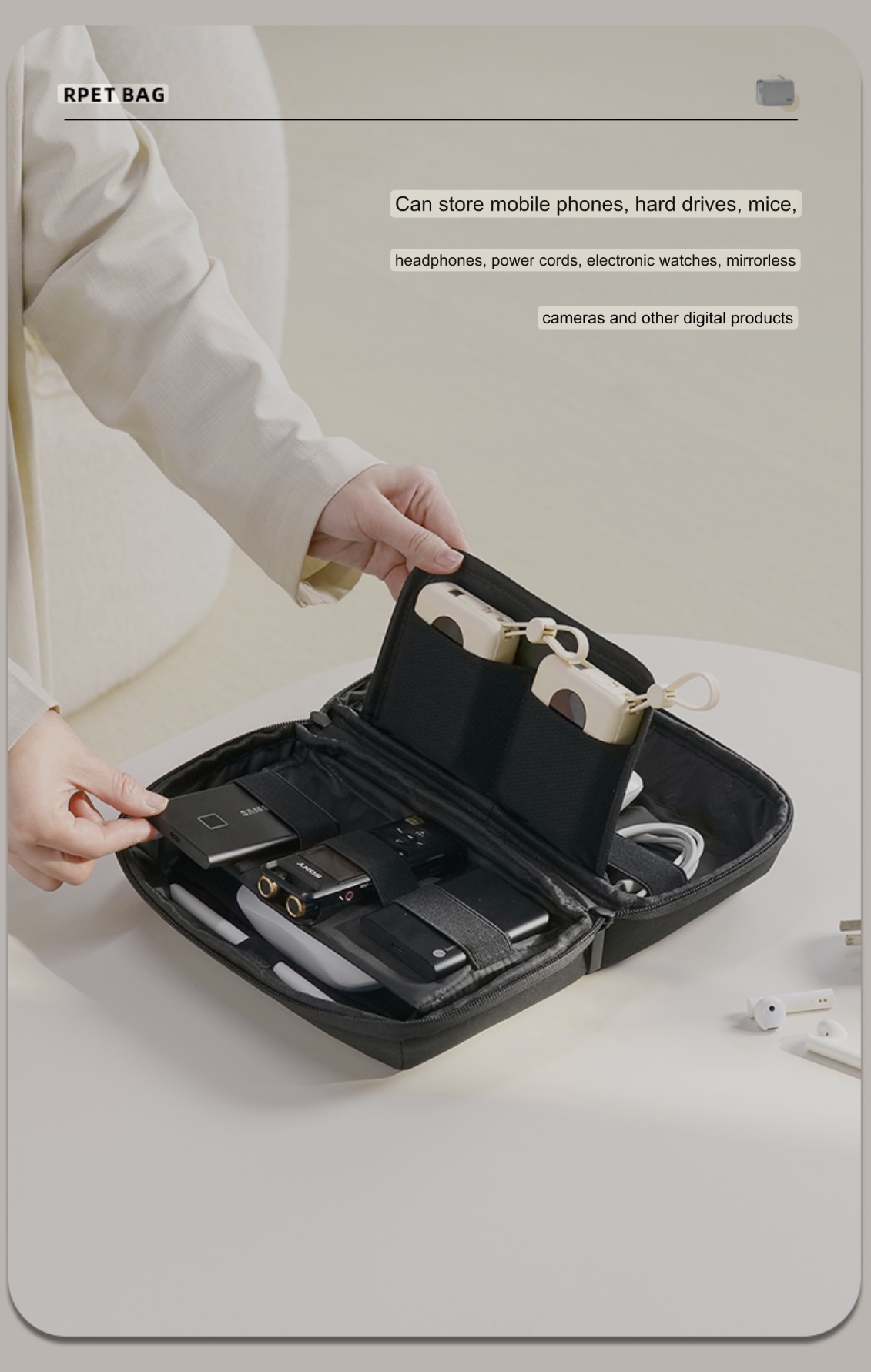 【Local Ready Stock】RPET Travel Digital Bag | Tech Pouch Organizer ...