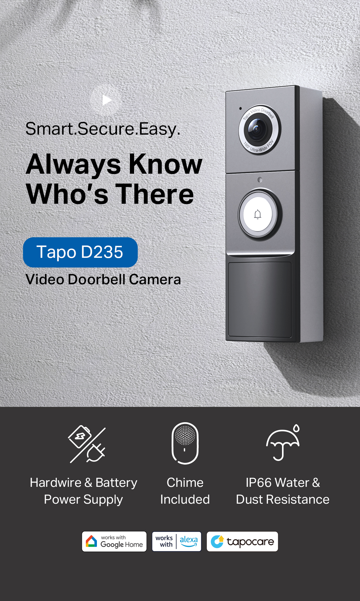 2K QHD AI Detection Full Color Night Vision WIreless Smart Doorbell WiFi Camera TP-Link Tapo ...