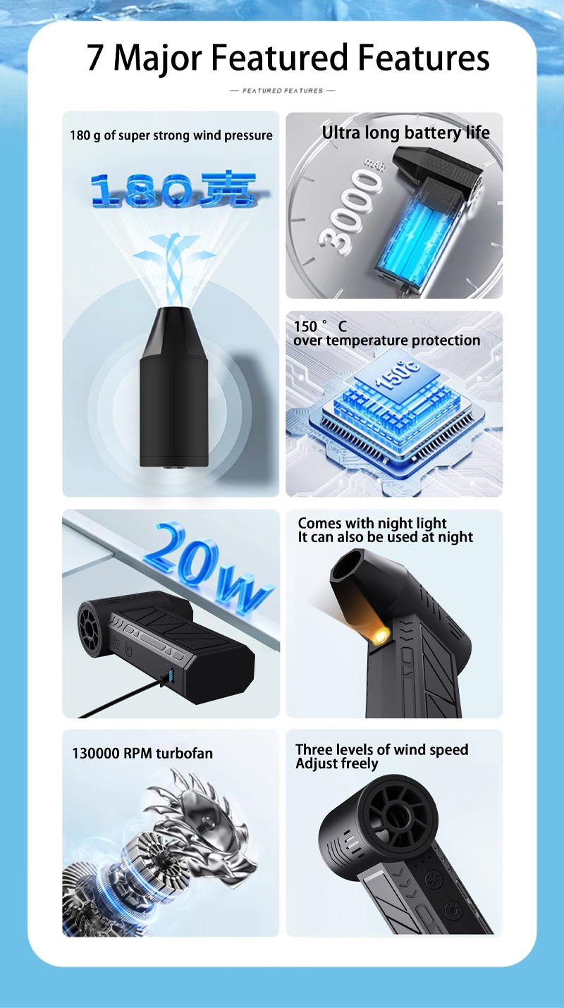 130000RPM turbo fan, wind speed 35m/s powerful high-power jet fan, with ...