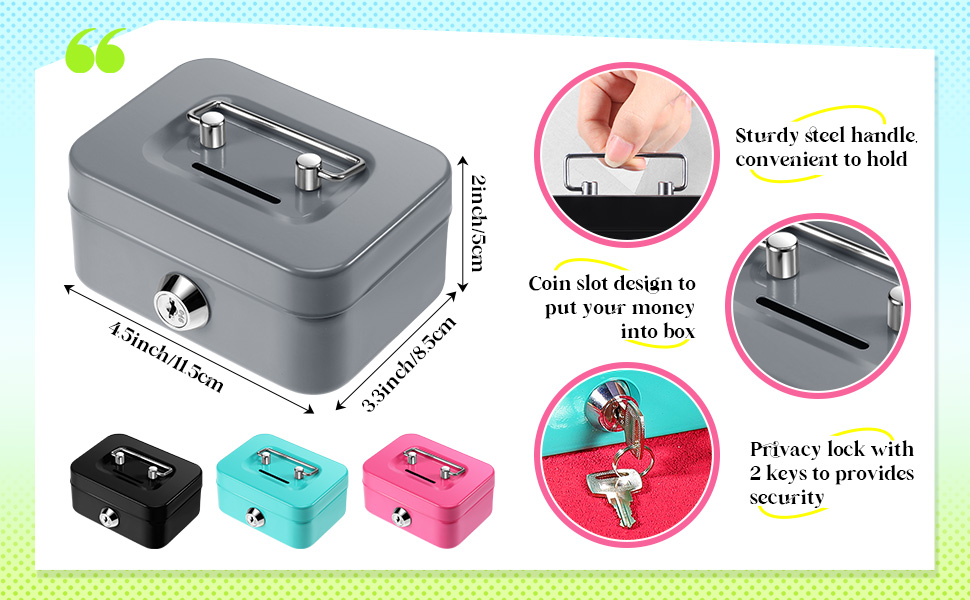 [SG] Metal Petty Cash Box Handle Tray Safe Money Coins Bill Key ...