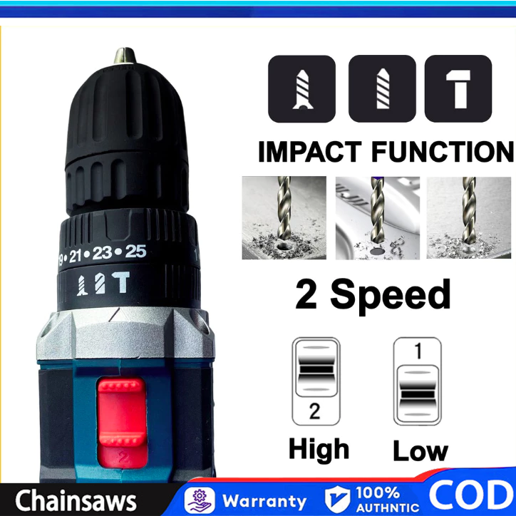 Wall Drill With LED Cordless Drill Set Multifunctional Tools 25 Speed ...