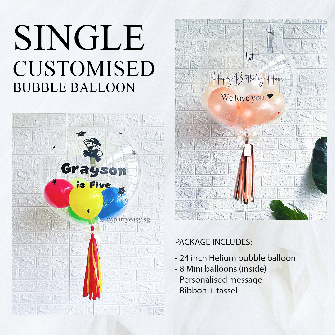 [SG Helium Inflated] Customised 24inch Bubble Balloon Set Birthday ...