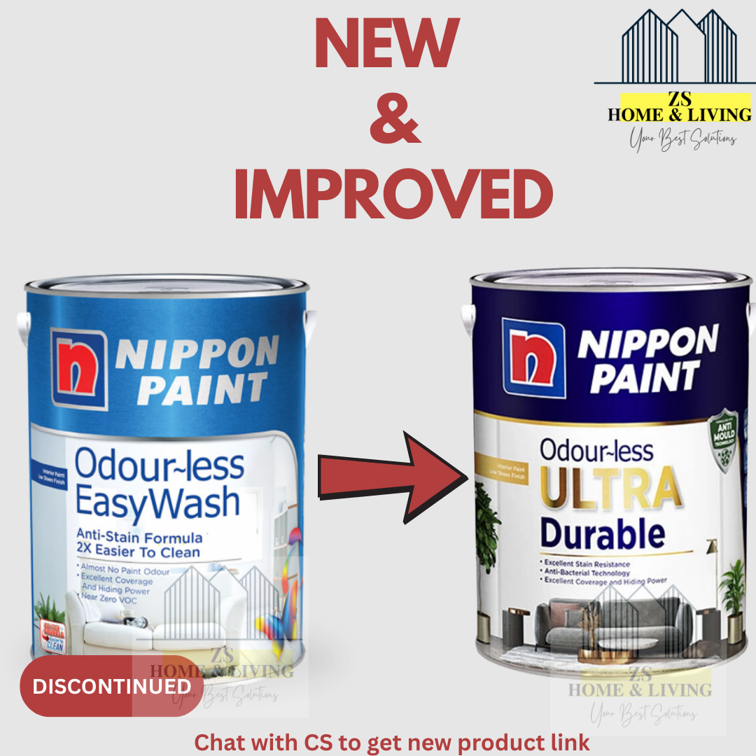 SALES!! (All Colours Available!!) NIPPON PAINT Odour-less EasyWash 1L & 5L Clean off Stain ...