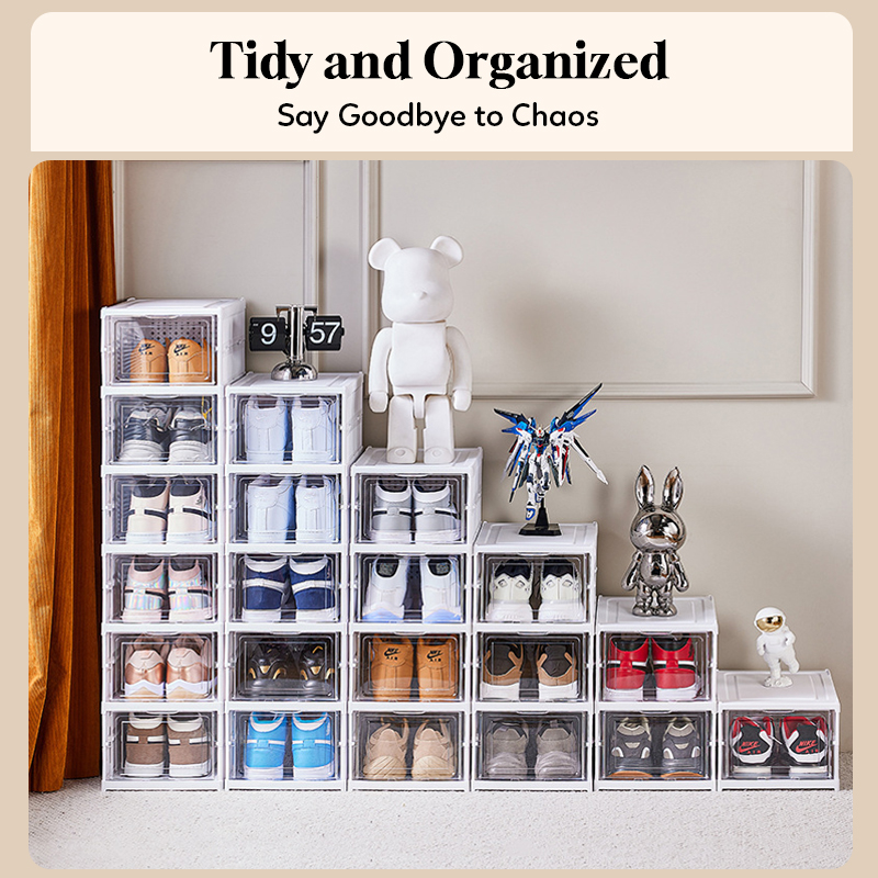 🇸🇬[SG ] Foldable Shoe Storage Box No Installation/Stackable Shoe Rack ...