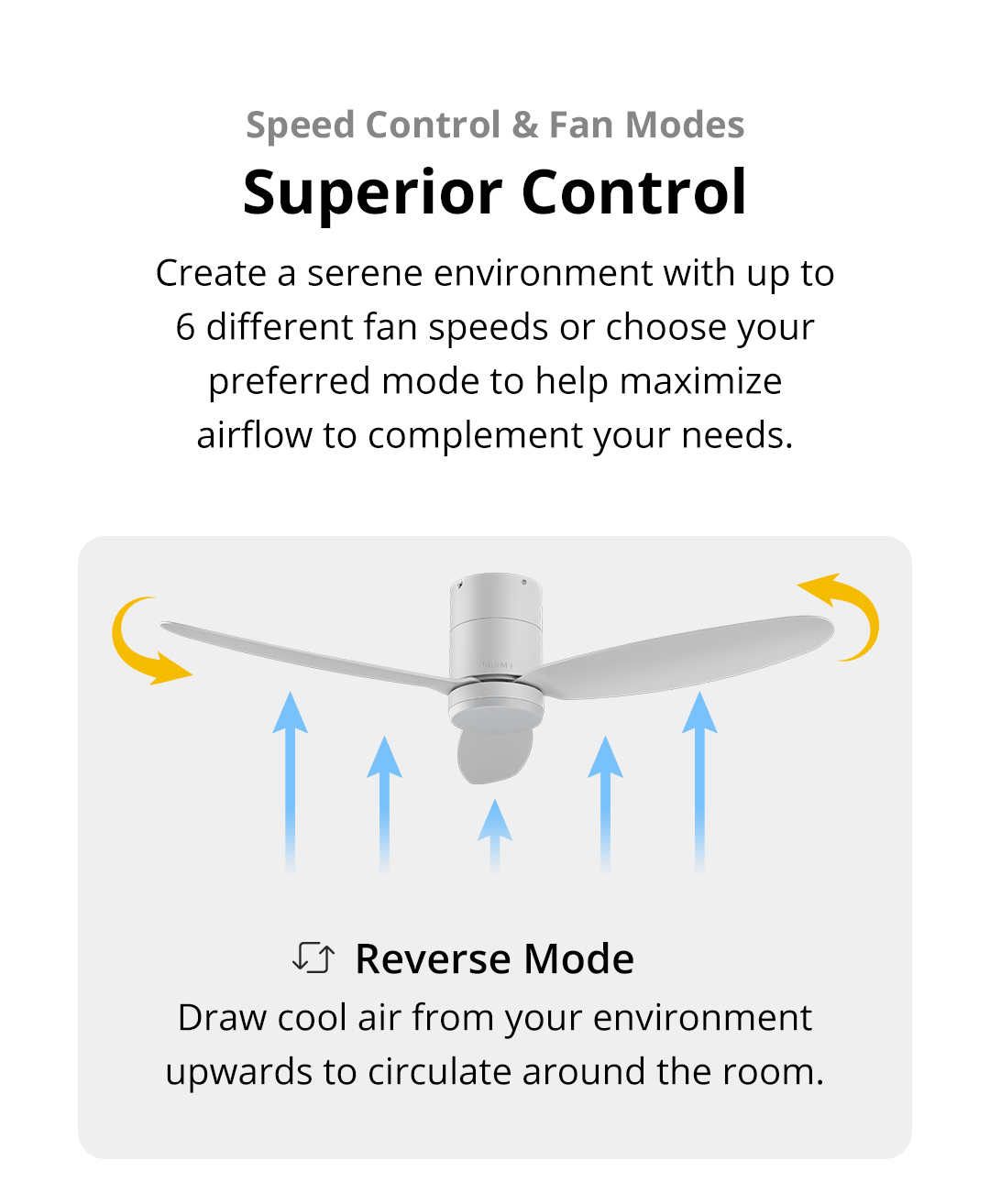 PRISM+ Oasis Ceiling Fan | 3 Blades | Integrated Dimmable Lights | 6 ...