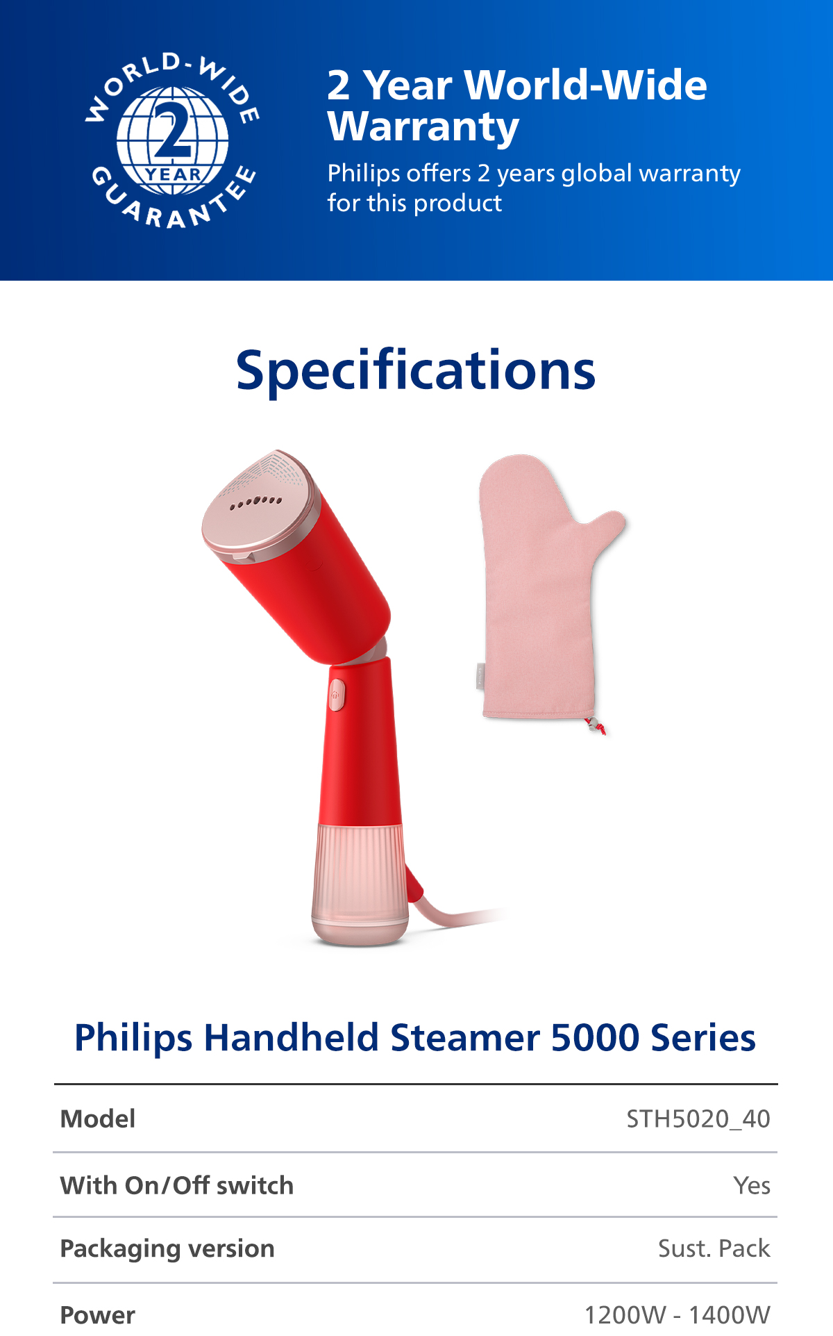 (NEW) PHILIPS Handheld Steamer 5000 Series - STH5020/40, 1400W No Burns ...