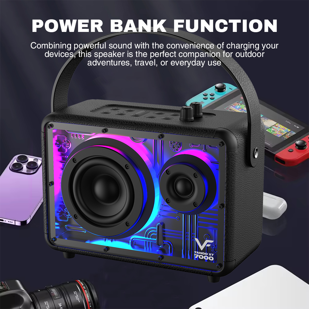 VINNFIER Tango XT7000 Max 100W Portable Bluetooth Karaoke Speaker 2 UHF ...