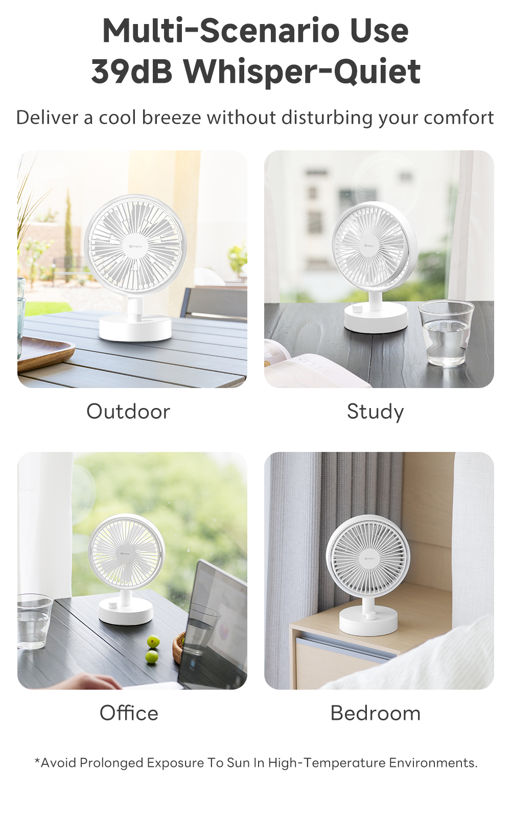 Simplus Desktop Fan | Portable Fan | Stepless Speed Control | Wide ...