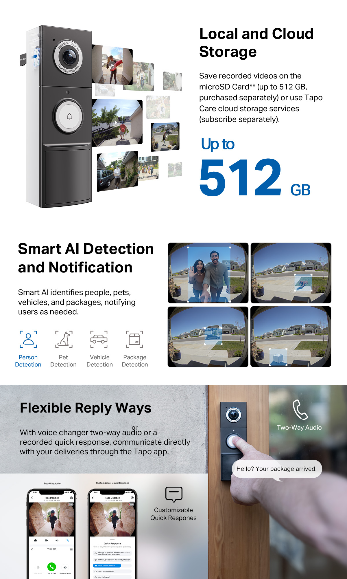 2K QHD AI Detection Full Color Night Vision WIreless Smart Doorbell WiFi Camera TP-Link Tapo ...