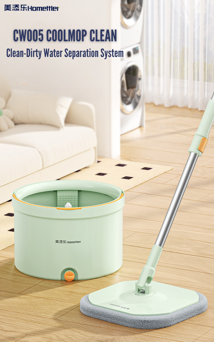 Homettler CoolMop Clean Flat Spin Mop Set and Bucket System Set CW005 ...