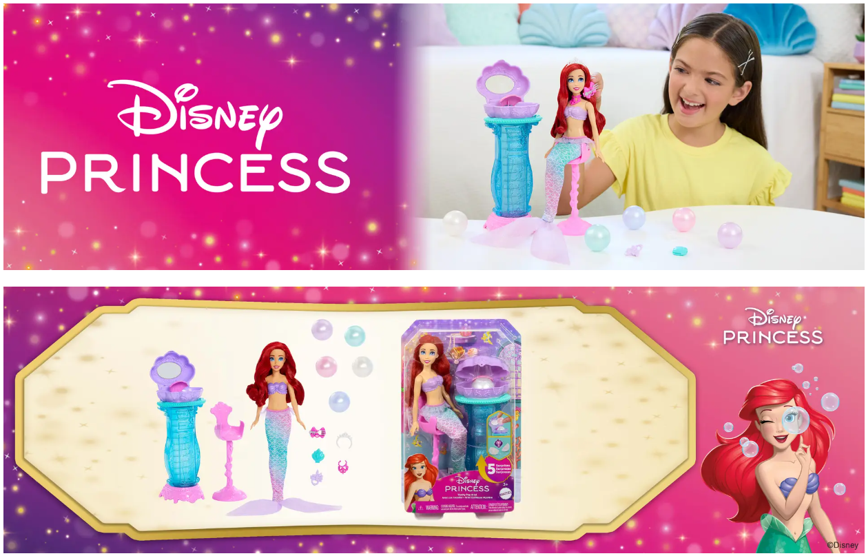 Disney Princess Ariel Vanity Pop Mermaid Fashion Doll & Vanity With 5 ...
