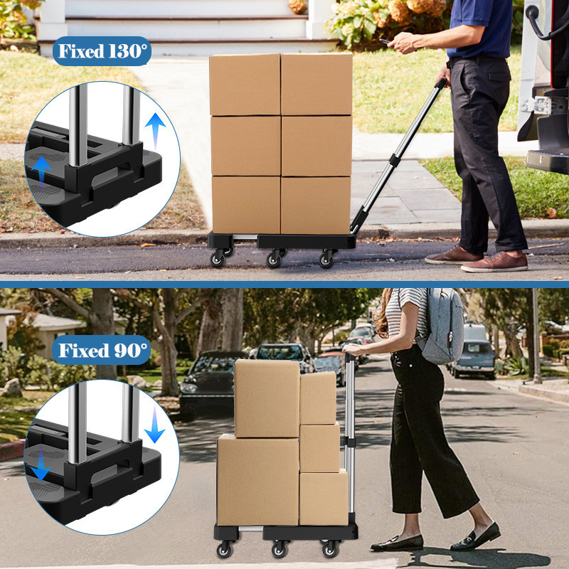 Folding Handcart 300KG Luggage Cart Large Capacity 6-wheel Portable ...