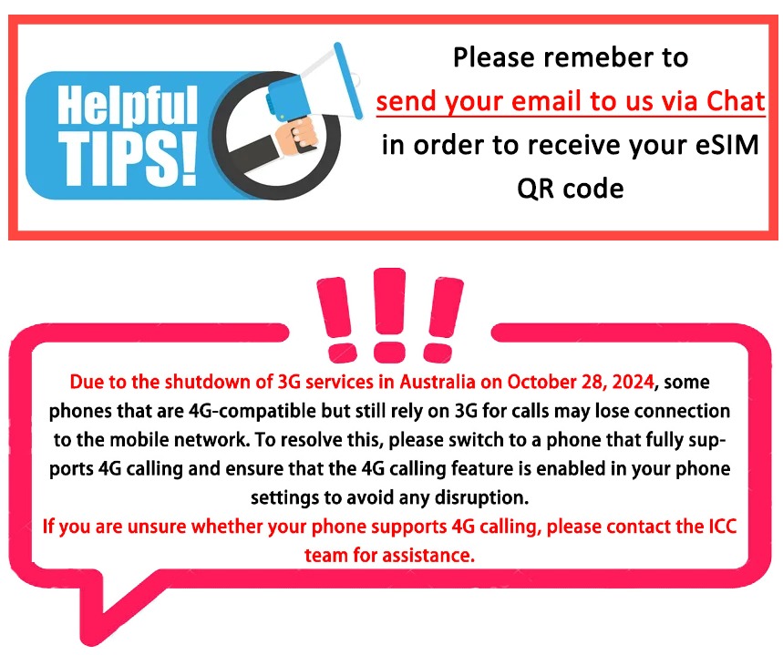 ICC eSIM_Australia 1-30 Days Data+SMS Support TT Telstra Network ...