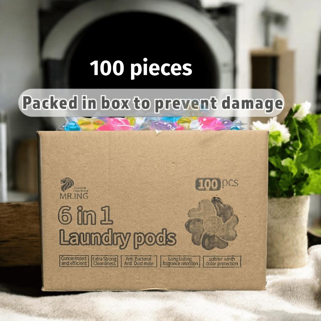 MR.ING 6 in 1 Laundry Pods Detergent Capsule Anti-bacterial [100 pods ...