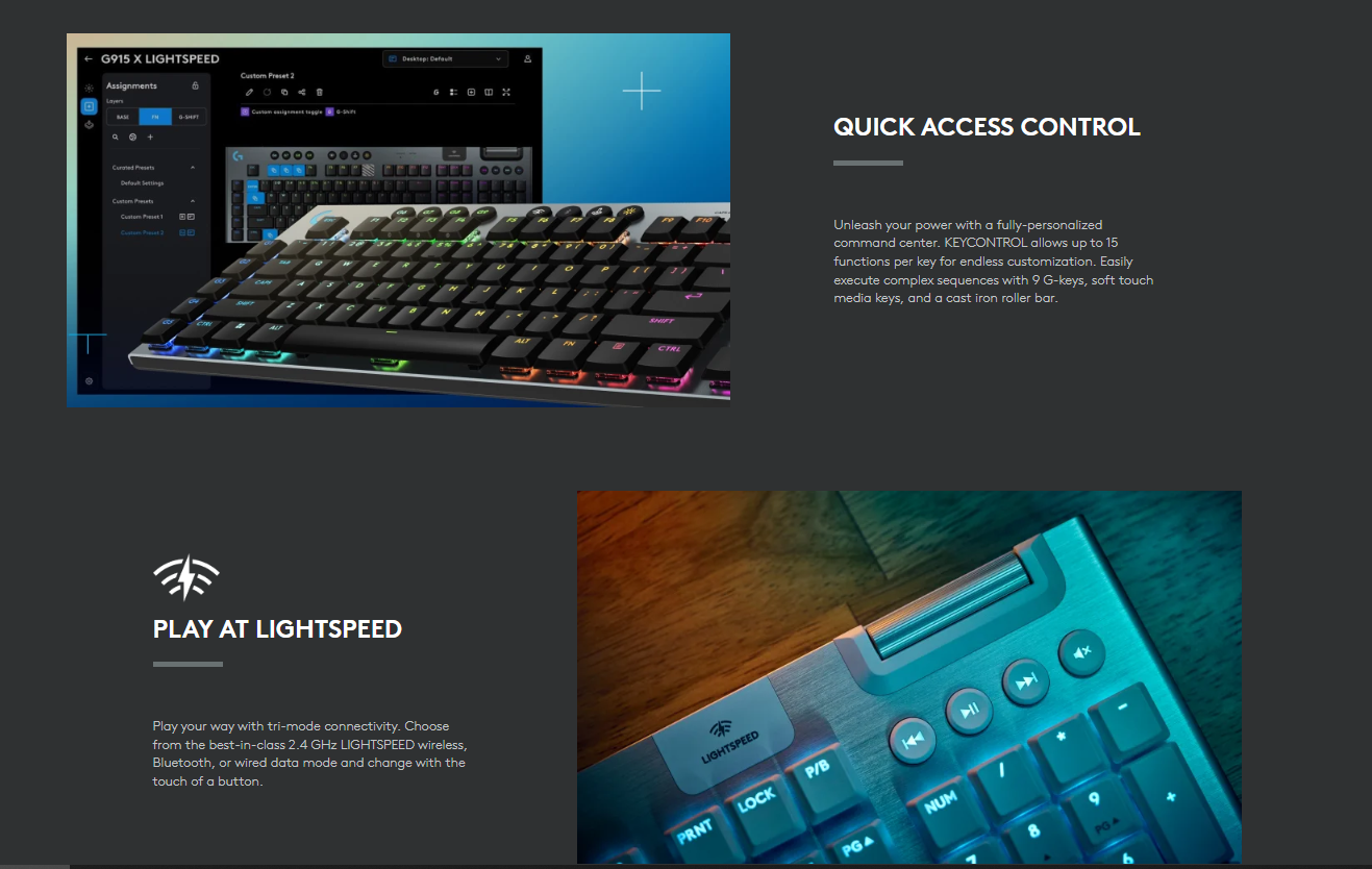 LOGITECH G915 X LIGHTSPEED BLACK/White KB GL-TACTILE/GL-LINEAR (2 YEARS ...