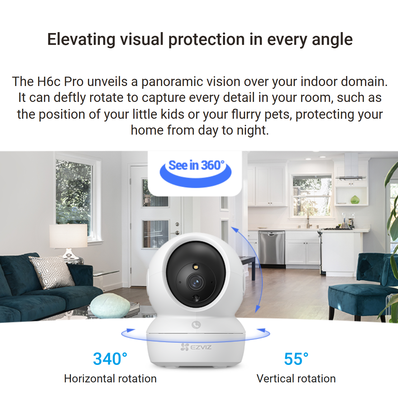 EZVIZ H6c Pro 2MP 3MP 4MP 5MP Indoor WiFi Pan Tilt Camera Smart Home ...