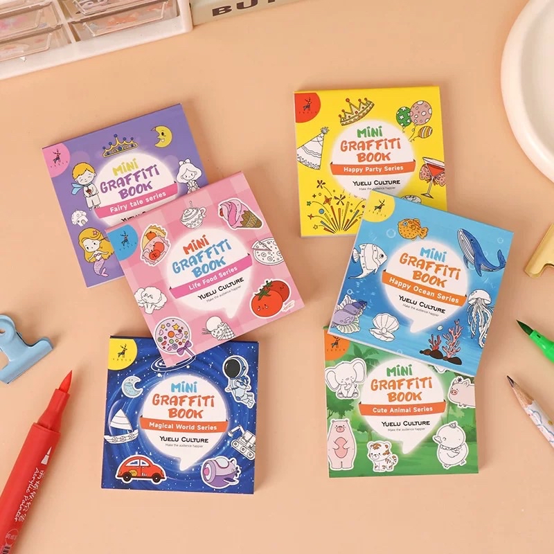 Children's portable cartoon graffiti book 50 sticky notes color ...