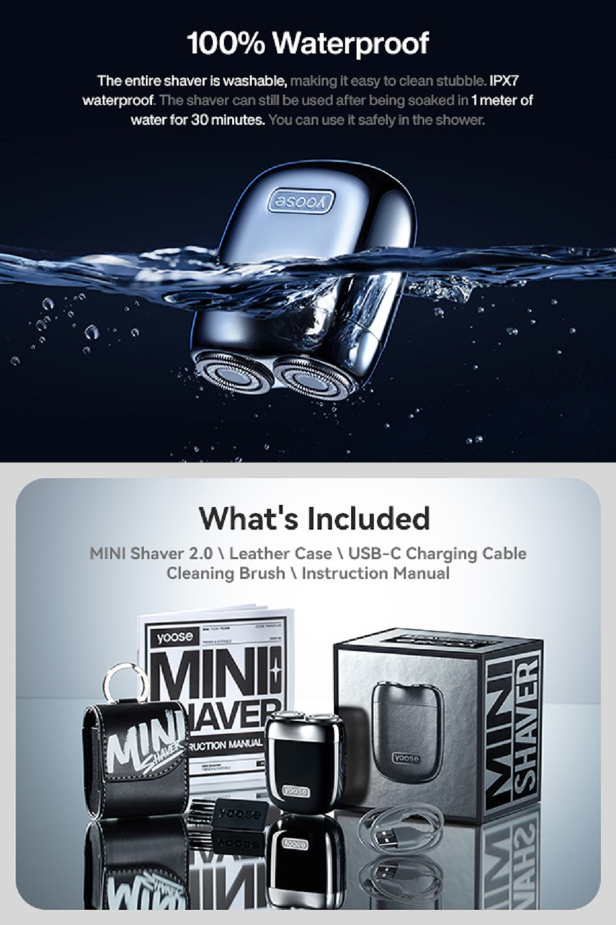 yoose Mini 2.0 Electric Shaver for Man Travel Portable Rechargeable ...