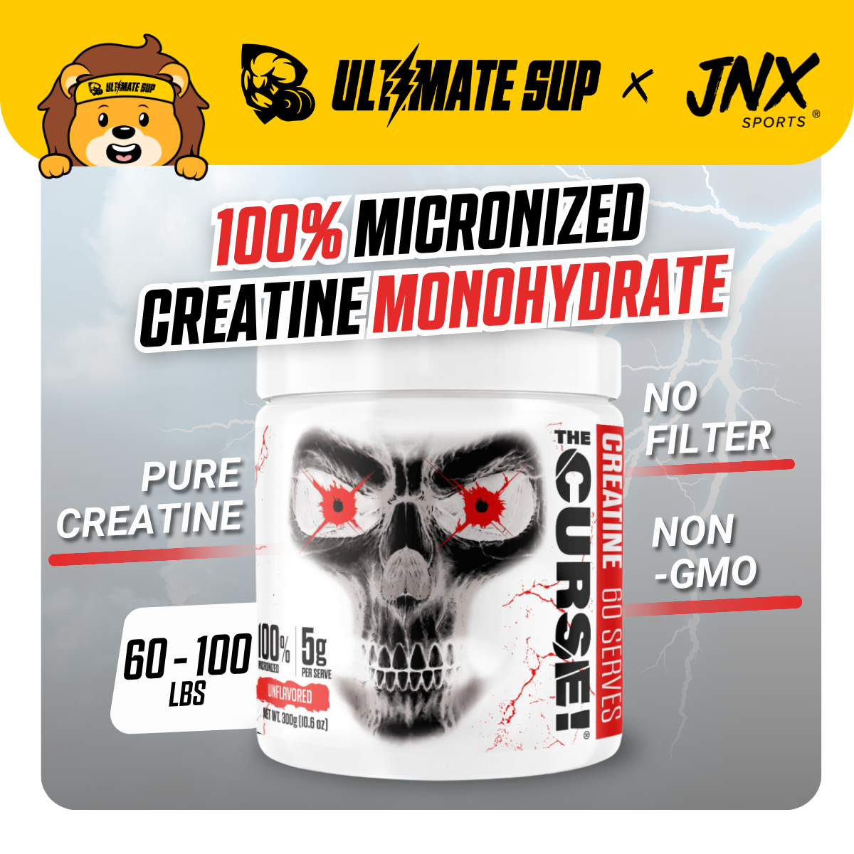 JNX The Curse, Pure Creatine Monohydrate, Enhanced Workout Performance ...