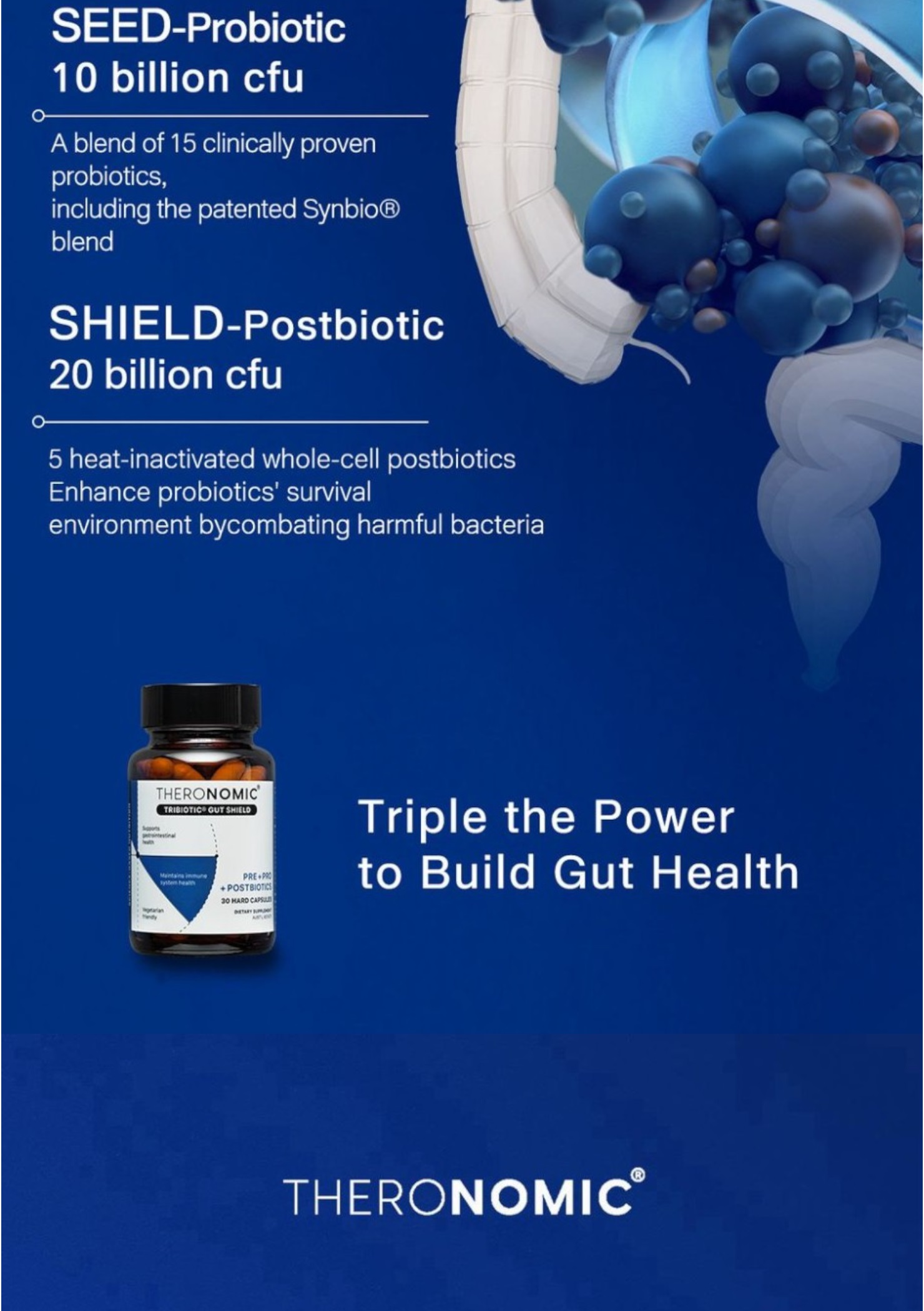 【Australia No.1】 Exp:06/26 Theronomic Tribiotic Gut Shield 【Support ...