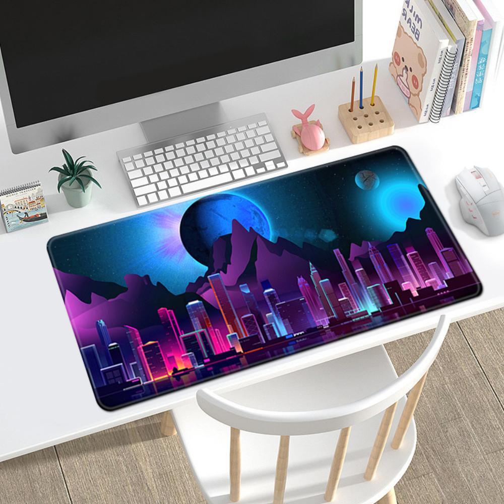 Retro Mousepad Neon Tokyo Street Pixel Art Purple Japanese Anime ...