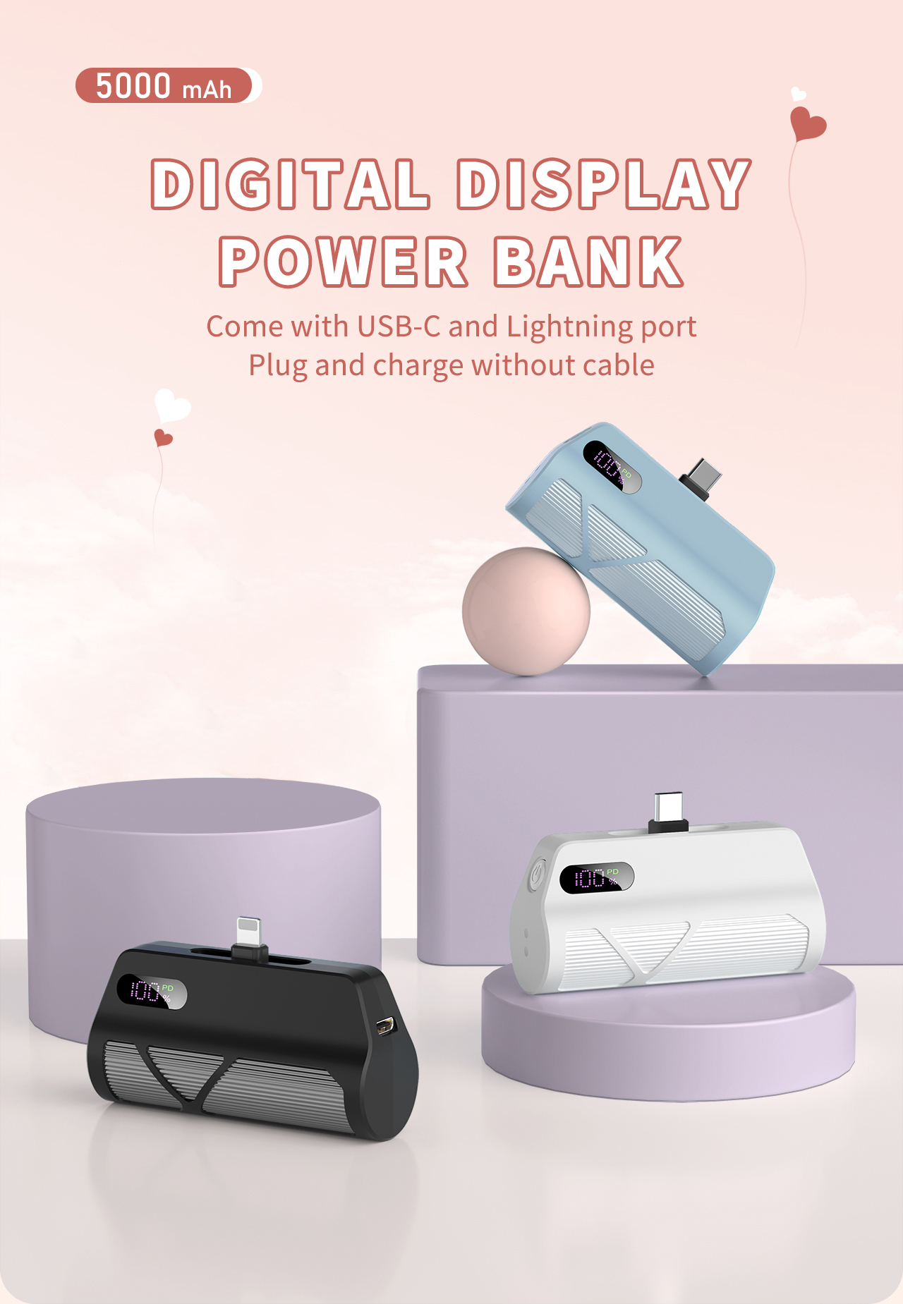 Anvers Power Bank 5000mAh Fast Charging Mini Powerbank Capsule Portable ...