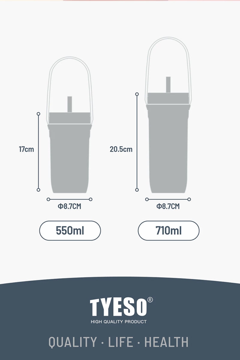 TYESO Vacuum Insulated Tumbler With Straw Handle (550ml/710ml) TS-8766B/TS-8767B | Shopee Singapore
